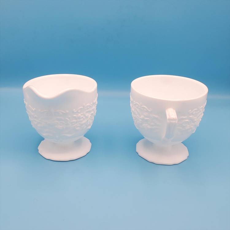 Vintage Indiana Milk Glass, Orange Blossom Pattern Pedestaled Open ...