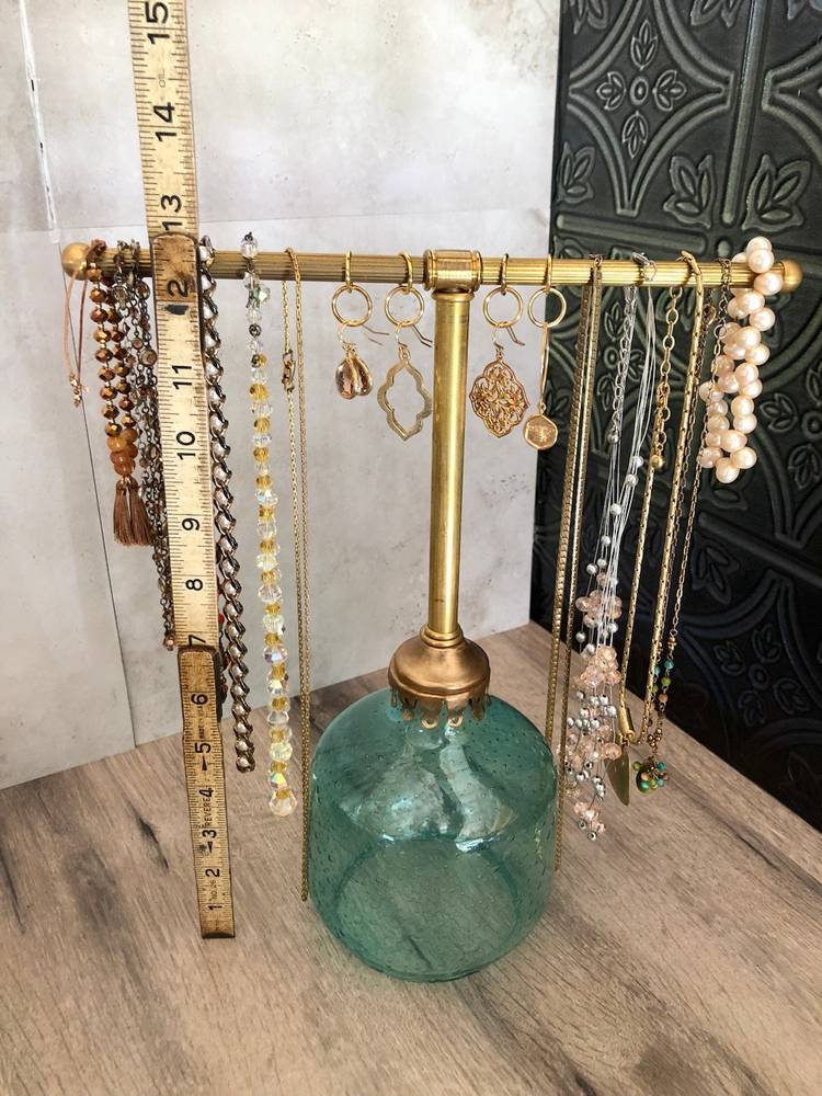 Jewelry holder - repurposed lamp - jewelry stand - Sea Glass - quality ...