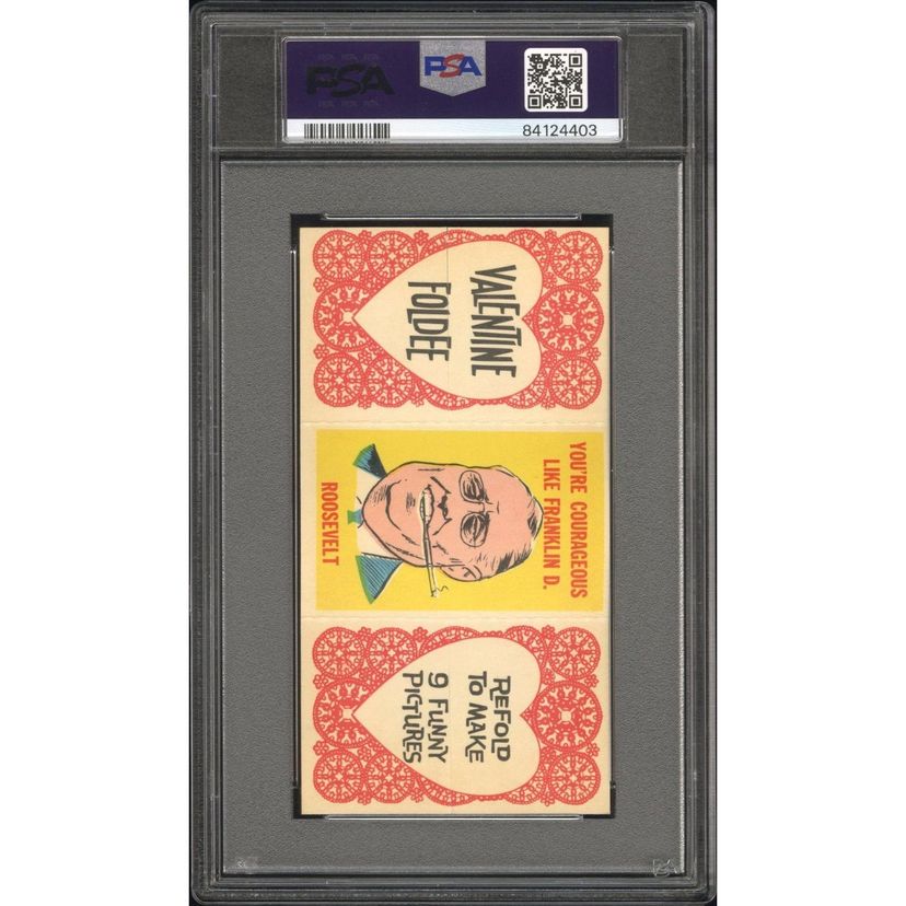 1963 Valentine Foldees #16 - Lincoln, Washington, and Roosevelt PSA 8