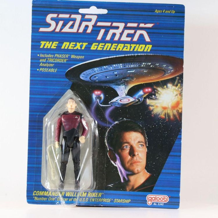 Star Trek TNG Galoob Action Figures William Riker & Antican 1988 Sealed ...