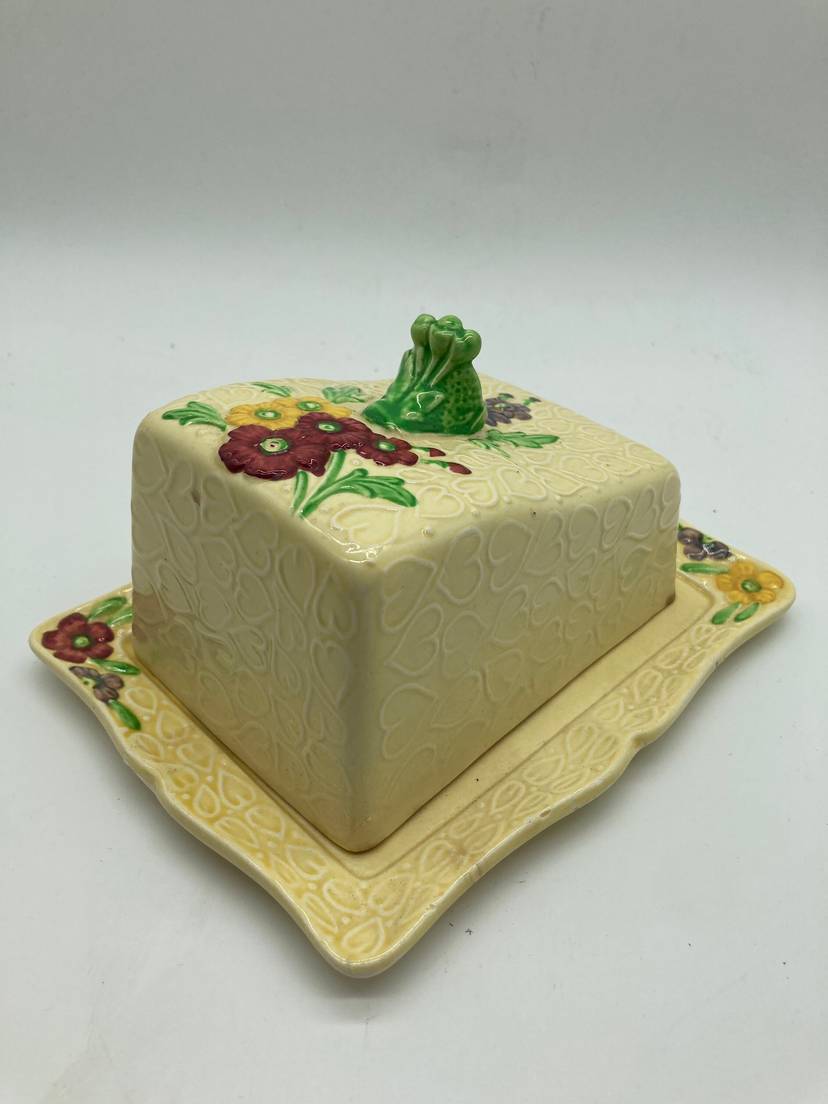 Antique Falcon Ware Weatherby Covered Cheese Tray Dish Whimsical Heart ...