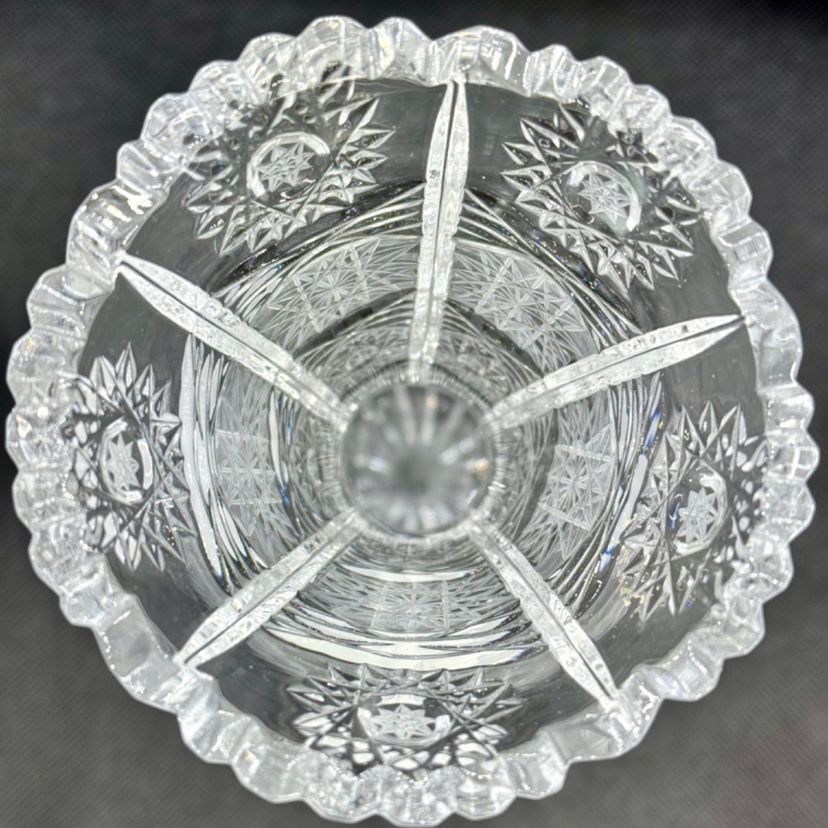 Vintage Queen Lace Round Bowl Shape Handblown Crystal Clear Vase, By ...