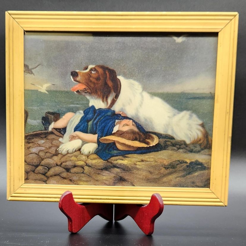 Saved Sir Edwin Landseer Saint Bernard Milo Drowning Girl Sea Side ...