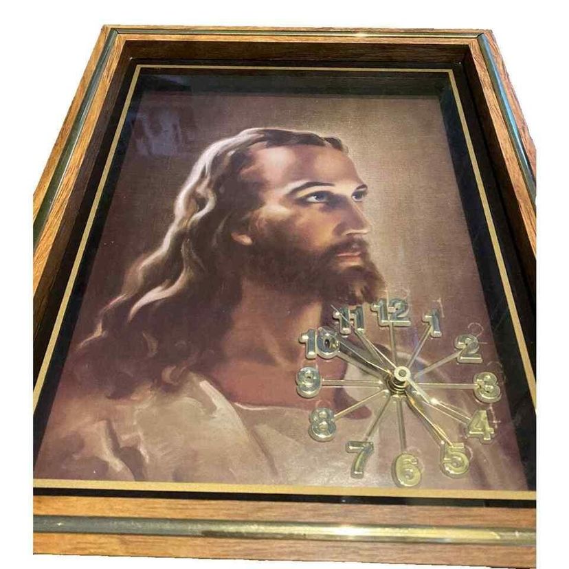 Jesus Picture Clock. 1941-1968 Copyright Stamp. Working Vintage Kriebel ...