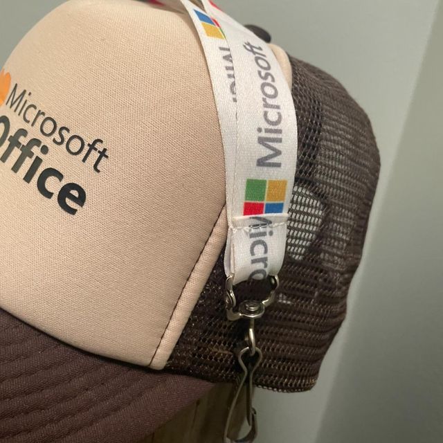 I LOVE HEART MICROSOFT OFFICE TRUCKER HAT WITH LANYARD