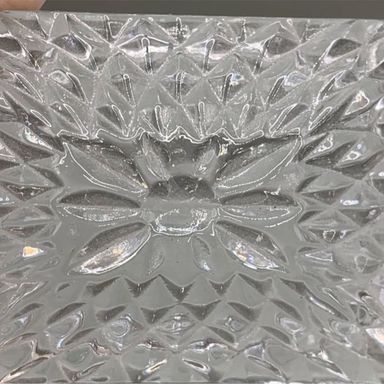 Small Crystal Glass Rectangular Lidded Trinket Box Diamond Pattern