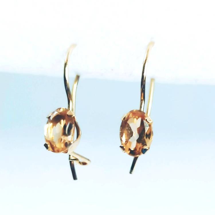Clyde Duneier CID 14k Gold Earrings With Citrine Gemstones