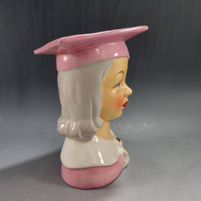 Shafford Graduate in Pink Head Vase Teenage Girl Blonde Lady Planter ...