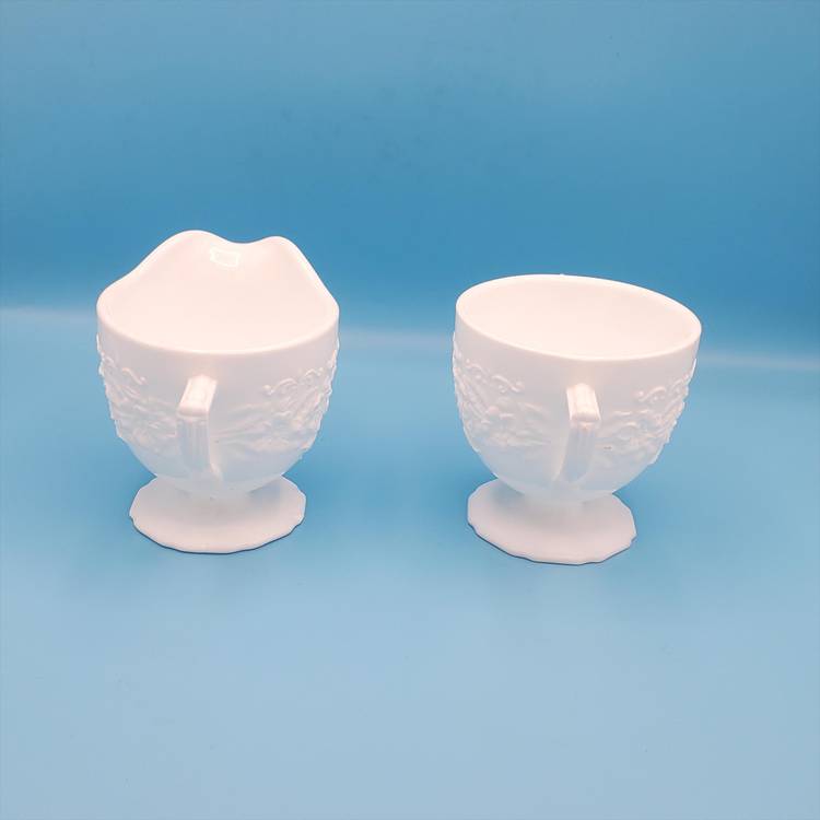 Vintage Indiana Milk Glass, Orange Blossom Pattern Pedestaled Open ...