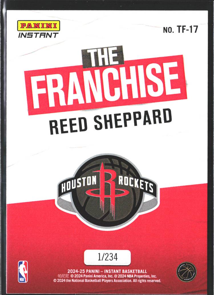 Redd Sheppard Rookie Card RC 24-25 The Franchise Limited Only 234 Made!