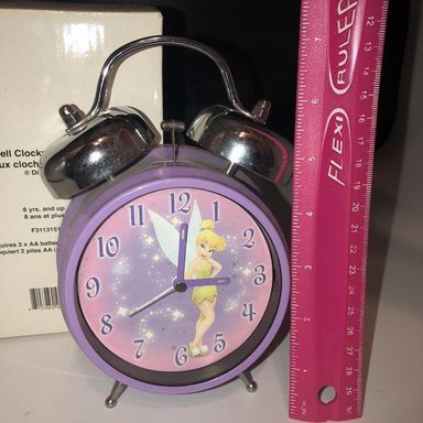 Tinker Bell Disney Fairies Alarm Clock Boxed Purple Cute W/ Box