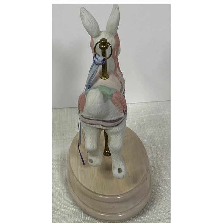 Vintage Bunny Rabbit Carousel Music Box Collectible Easter
