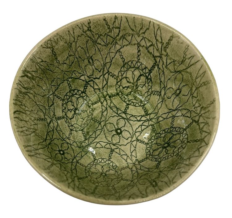 Wonki Ware Marshall Pottery Handmade Bowl Textured Impressed Lace South ...