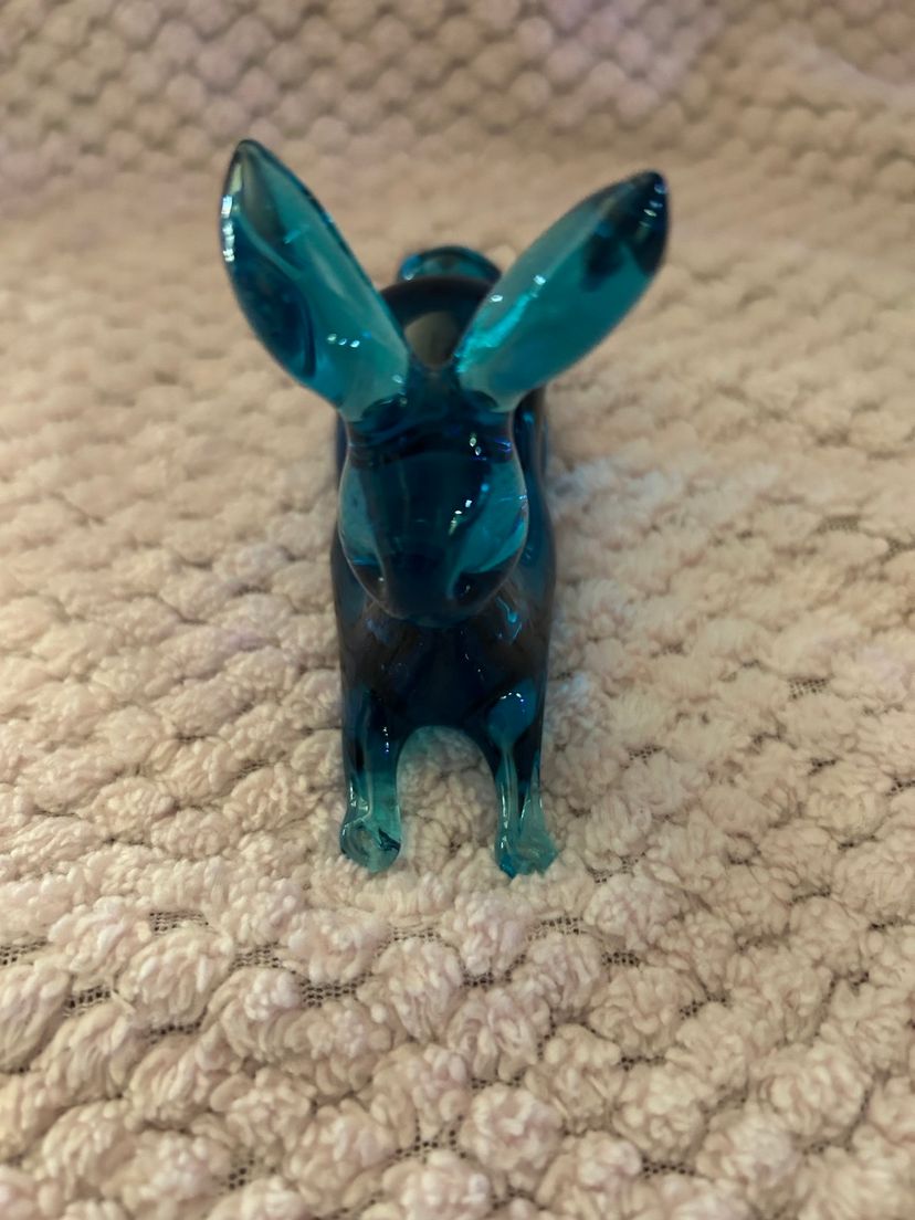 Cobalt Blue Glass Bunny Rabbit