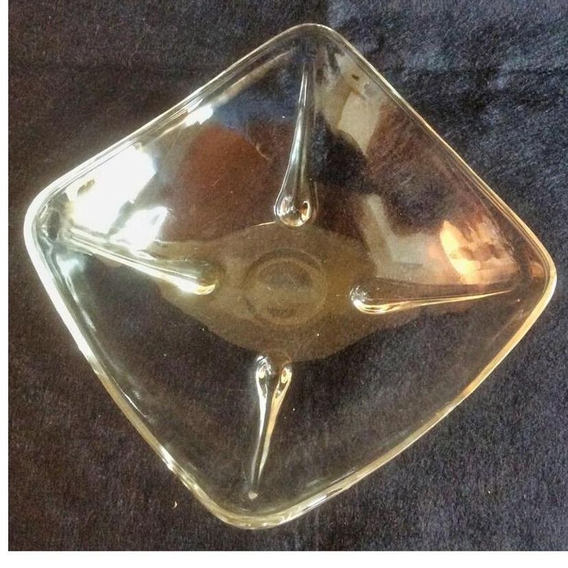 Anchor Hocking Square Glass Bowl, Vintage Shallow Dish, Clear Serving ...
