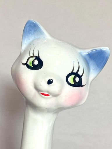 Beautiful Vintage White Ceramic Long Neck Cats Statue Sculpture ...