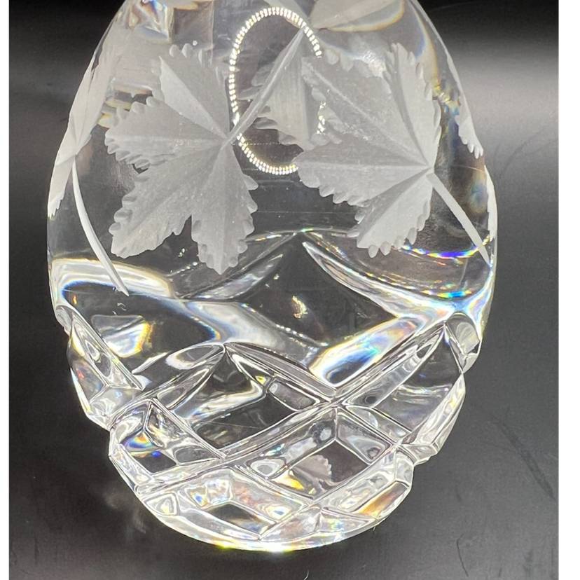 Sullivans 24% Lead Cut Crystal Egg Shaped Paperweight Leaves Diamond ...