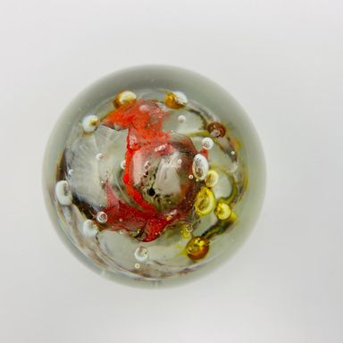 Kerry Glass Ireland Round PAPERWEIGHT MultiColor Shooting BUBBLES & Swirls