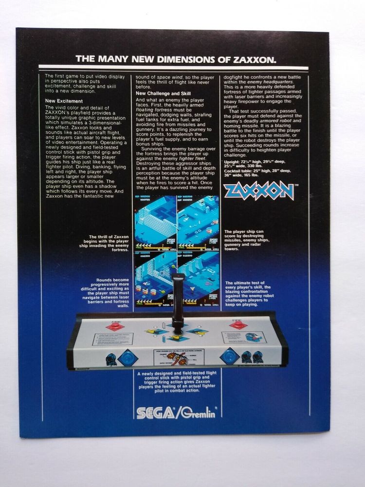 Zaxxon Arcade Flyer Original Foldout Retro Video Game Art Sci-Fi Space 1982