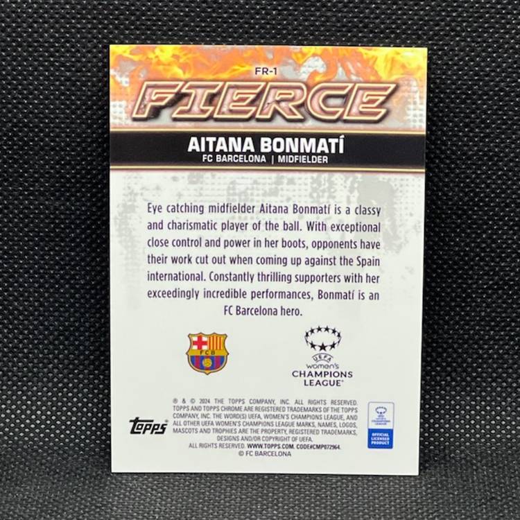 Aitana Bonmati 2023/24 Topps Chrome Fierce Barcelona Soccer Card