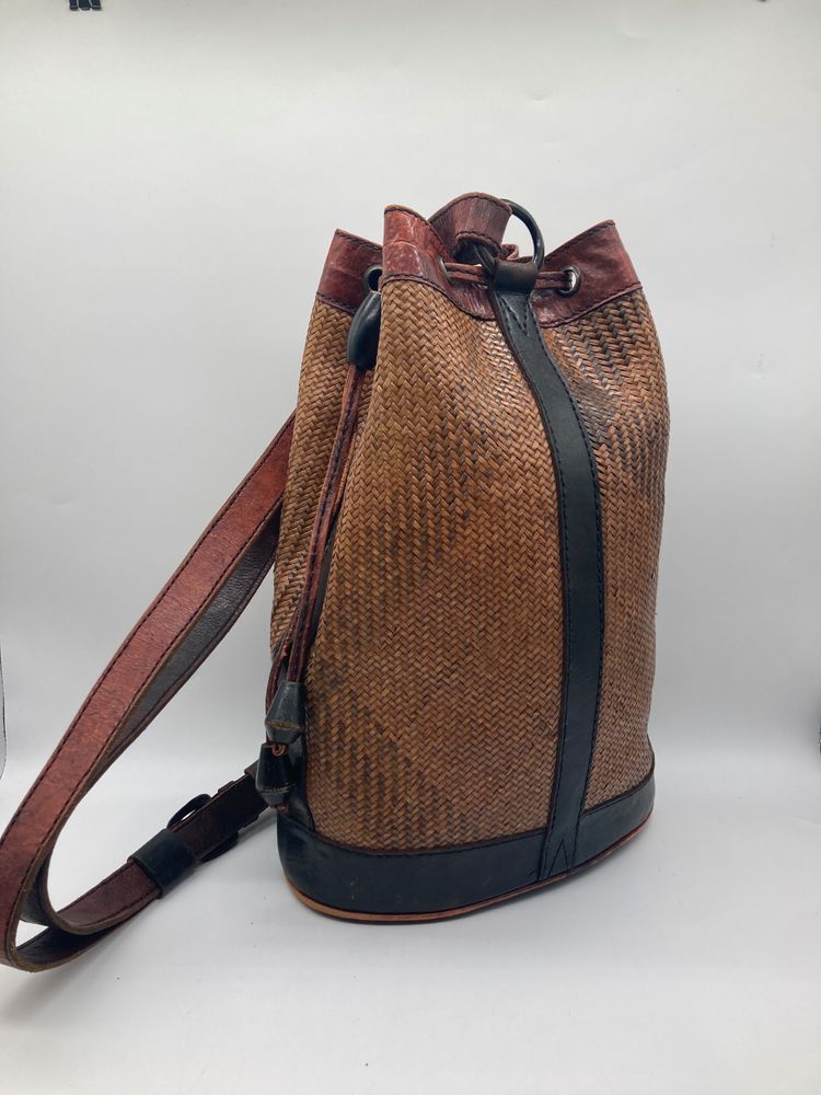 Woven Leather Indonesian Backpack Sling Satchel Shoulder Bag