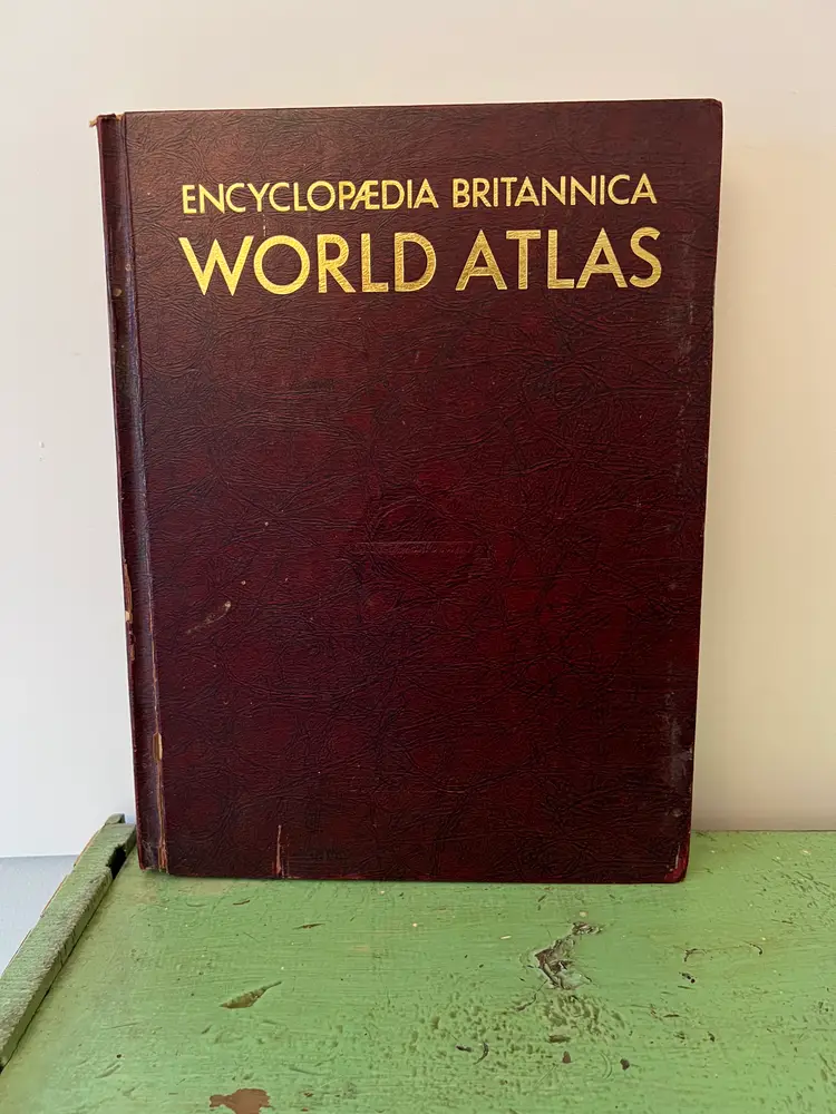 1964 World Atlas Encyclopedia Britannica Oversized Book Full Color