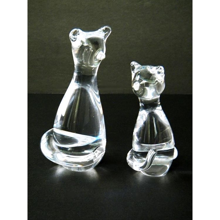 Clear Glass Cat Figurines Abstract Minimalism