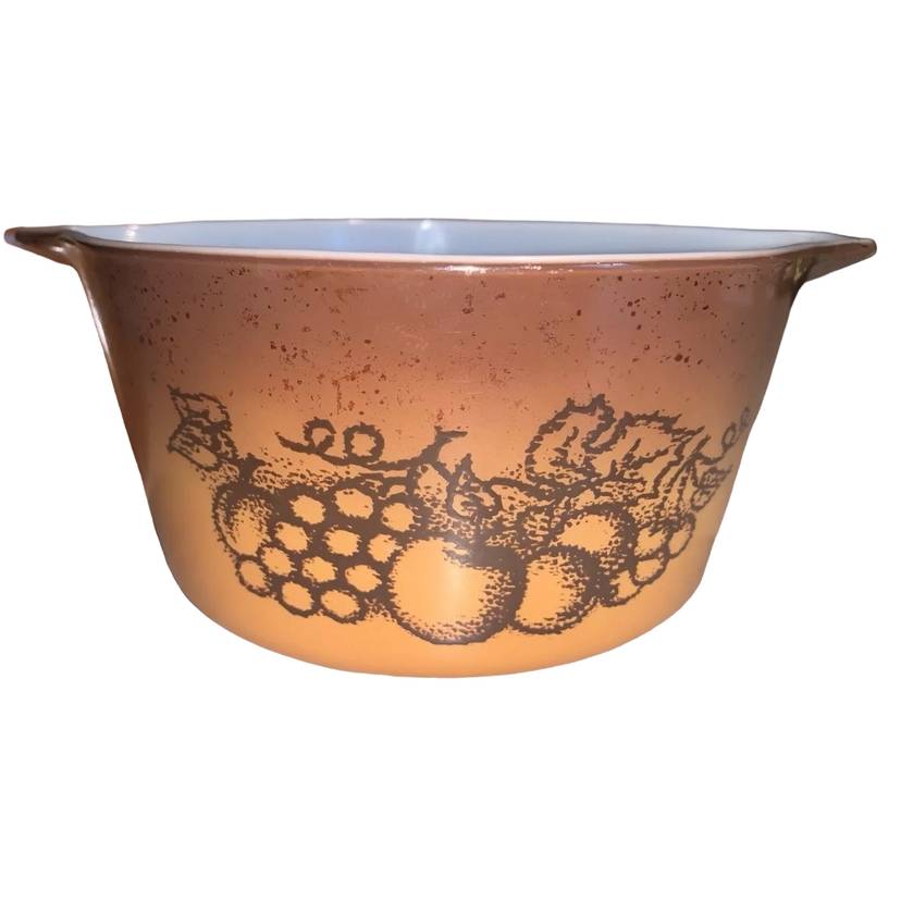 Pyrex Vintage Old Orchard 3 Pc Nesting Baking/Serving Dishes Brown with ...