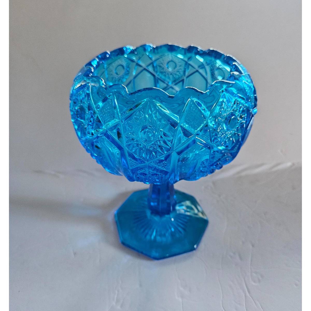 Niknax · #01 - Kemple McGee Star and Cane Quintec Compote, Sapphire ...