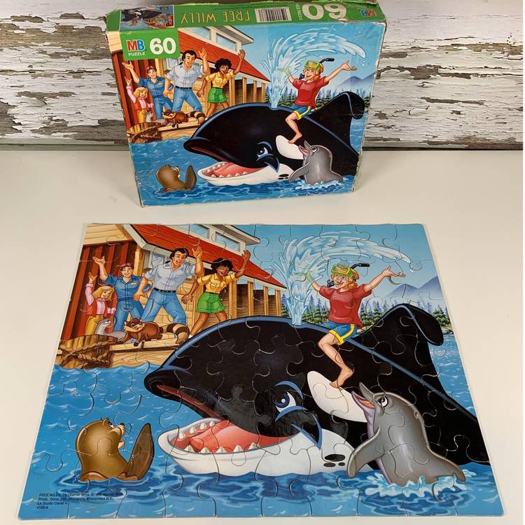 Free Willy Animated TV series 60 piece MB Puzzle - 1995 - Lot of 2