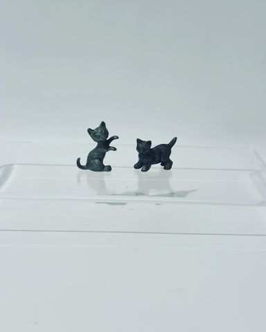 Vintage Set Of 2 Cast Metal Pewter Cats Kitten Miniature Paperweight ...
