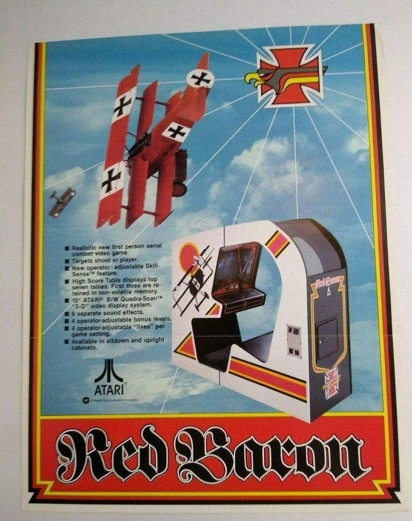 Red Baron Arcade FLYER Original 1981 Retro Game Video Paper Artwork Air ...