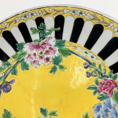 Antique Meiji Japanese Yamatoku Porcelain Plate Yellow Arita Imari ...