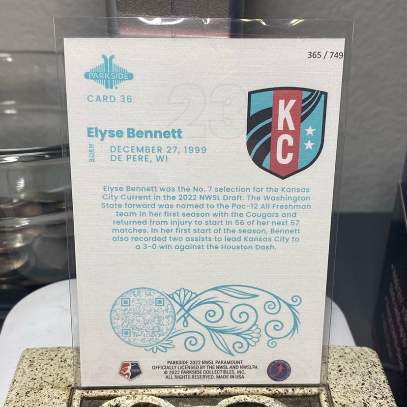 Elyse Bennett 2022 Parkside Paramount Numbered 365/749 - KC Current ...