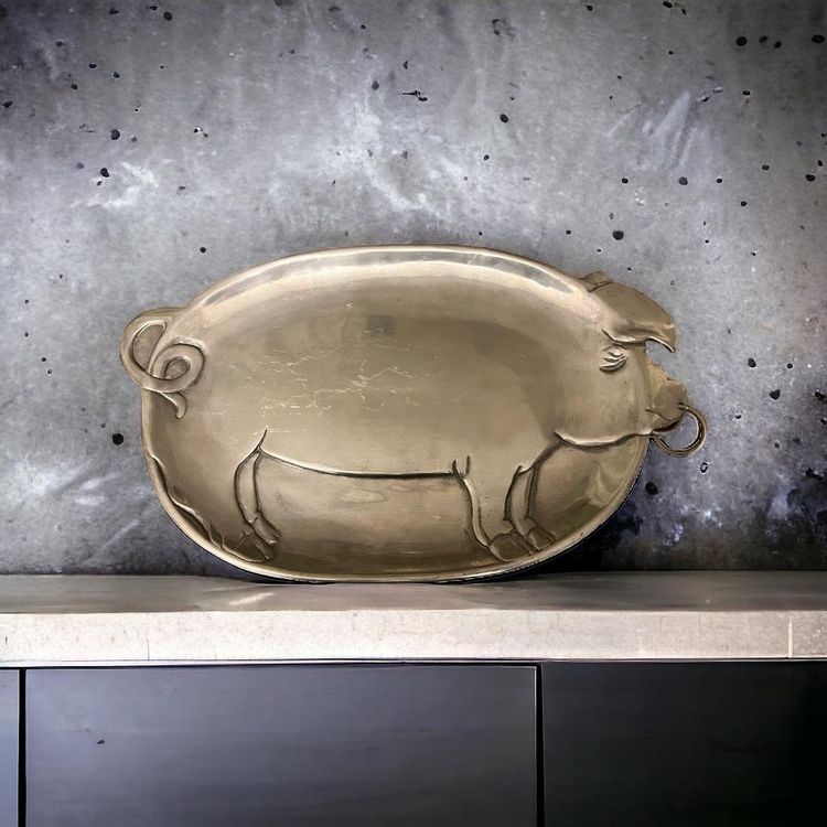 Vintage Pewter Pig Platter. 1970s. Made by Cast Craft, Columbia, Pa, 20 ...