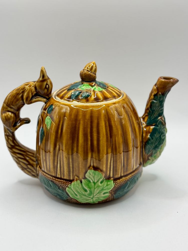 Vintage Japanese Majolica Ceramic Acorn Teapot With Squirrel Handle ...