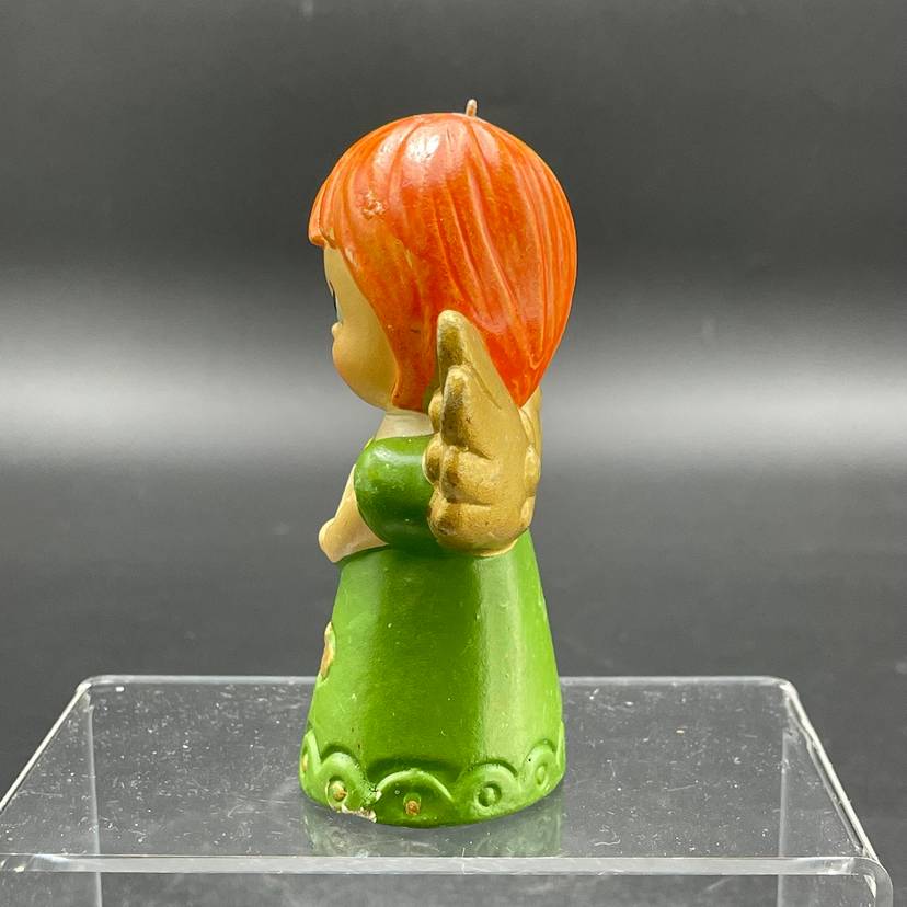 Wolin Green Chalkware Angel Holding Candle Hanging Christmas Ornament ...