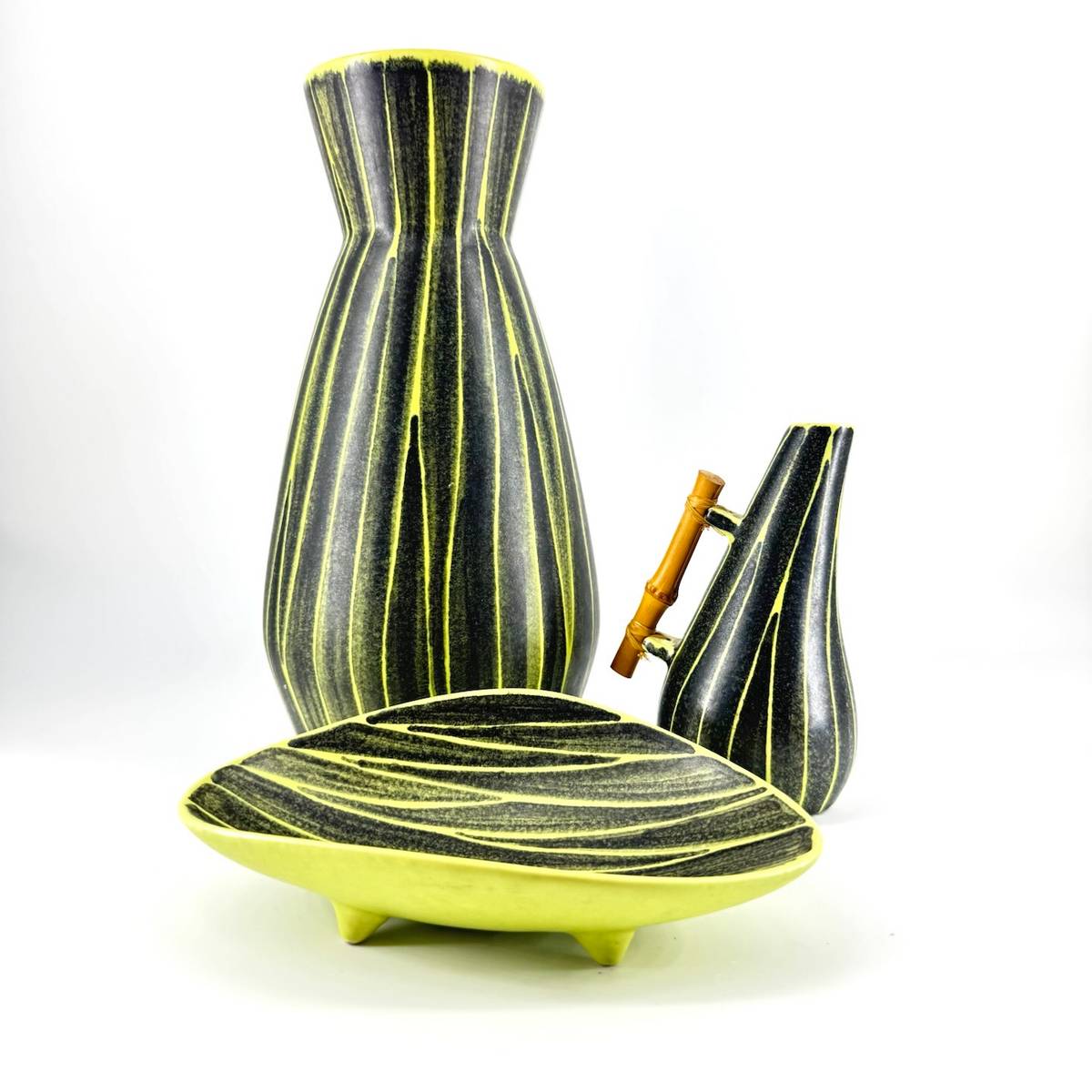 Niknax · MCM Ravnild Danmark Keramik Black Yellow Pottery Set