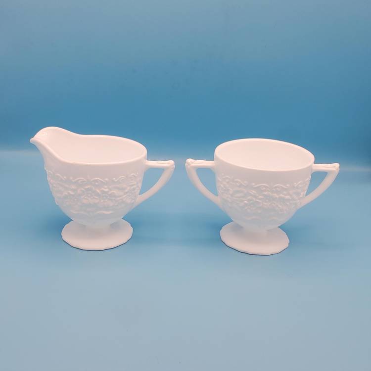 Vintage Indiana Milk Glass, Orange Blossom Pattern Pedestaled Open ...