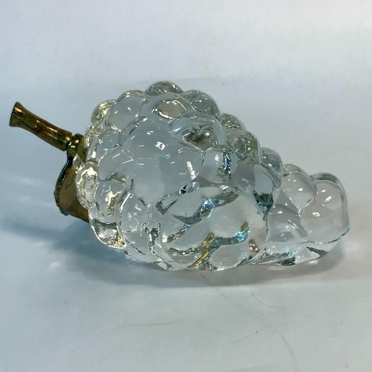Vintage Crystal & Brass Grape Cluster Paperweight/Art Piece