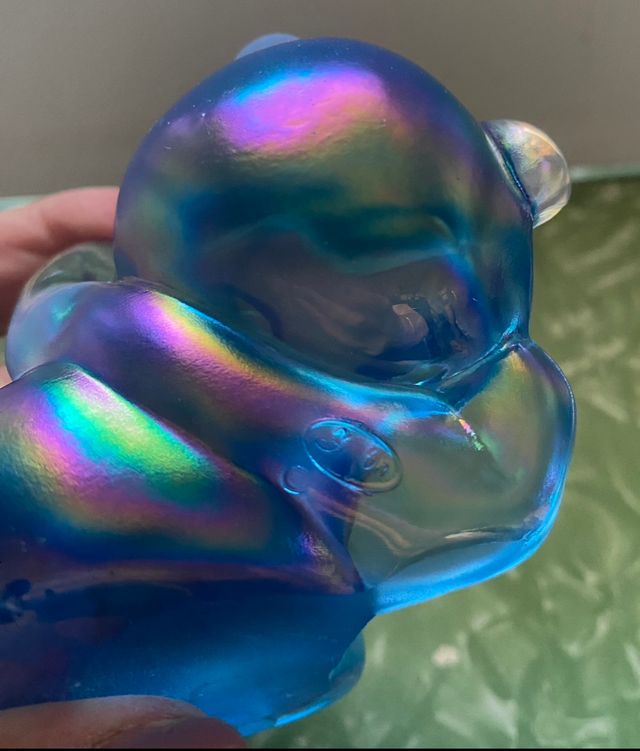 Fenton misty blue reclining bear