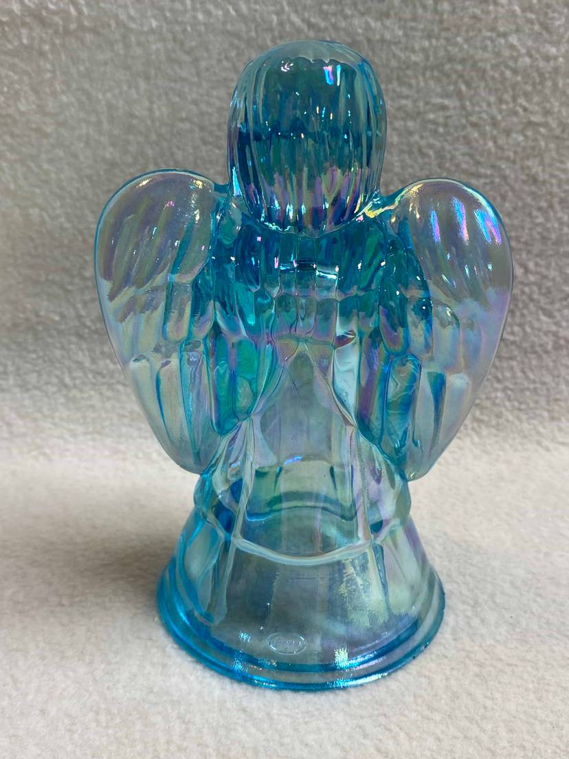 Vintage Fenton Blue Carnival Glass Praying Angel (N116)