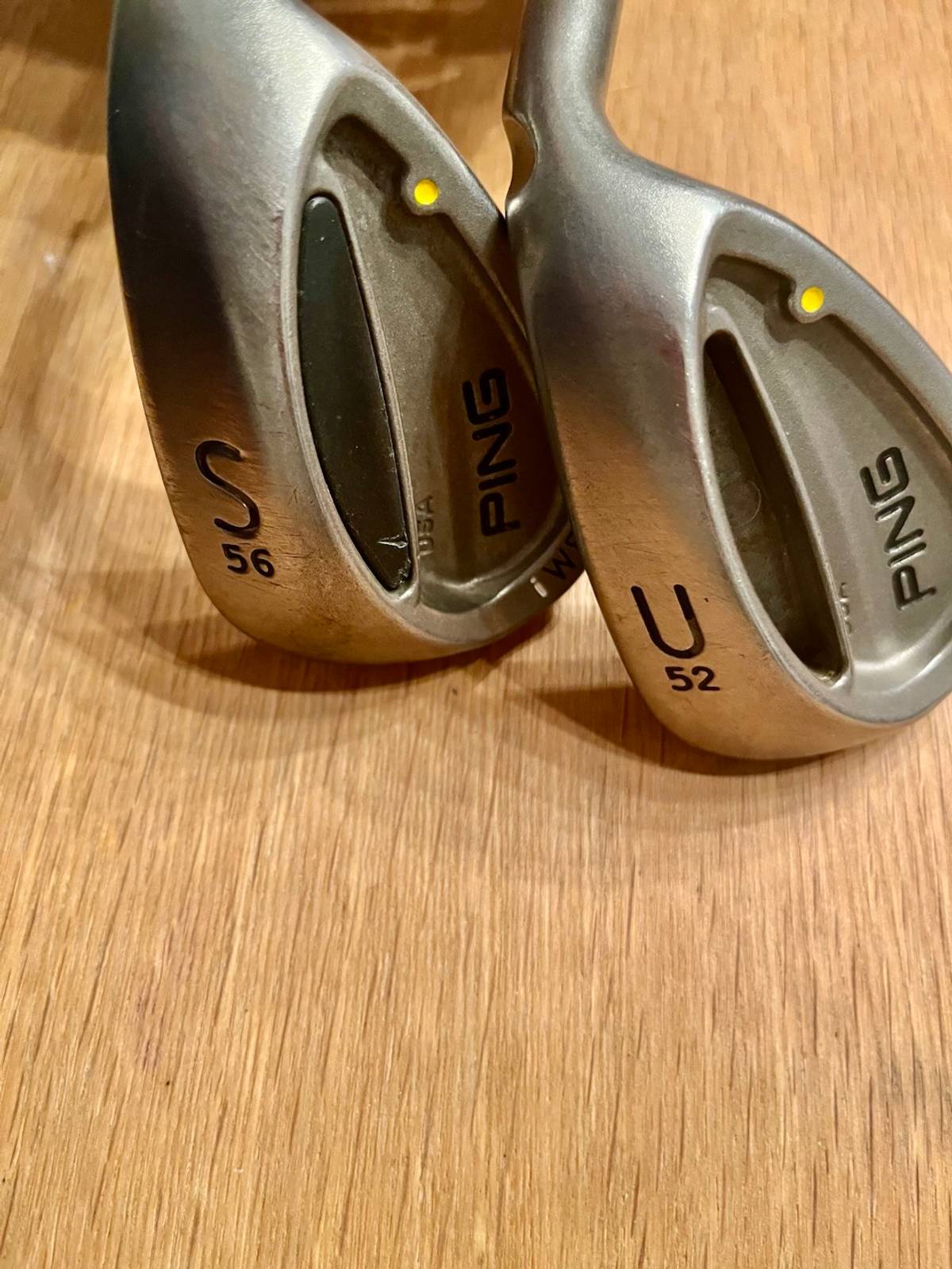 Stacked Golf · Ping iWedge 52,56. AWT Cushin. Yellow dot.