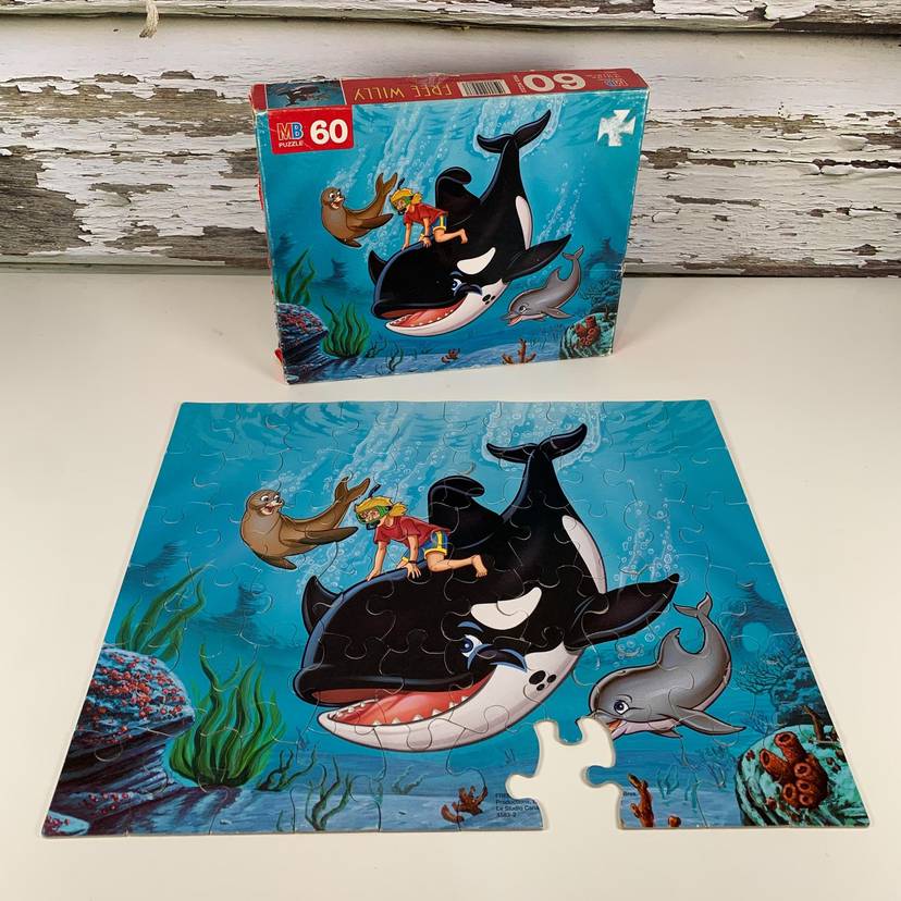 Free Willy Animated TV series 60 piece MB Puzzle - 1995 - Lot of 2
