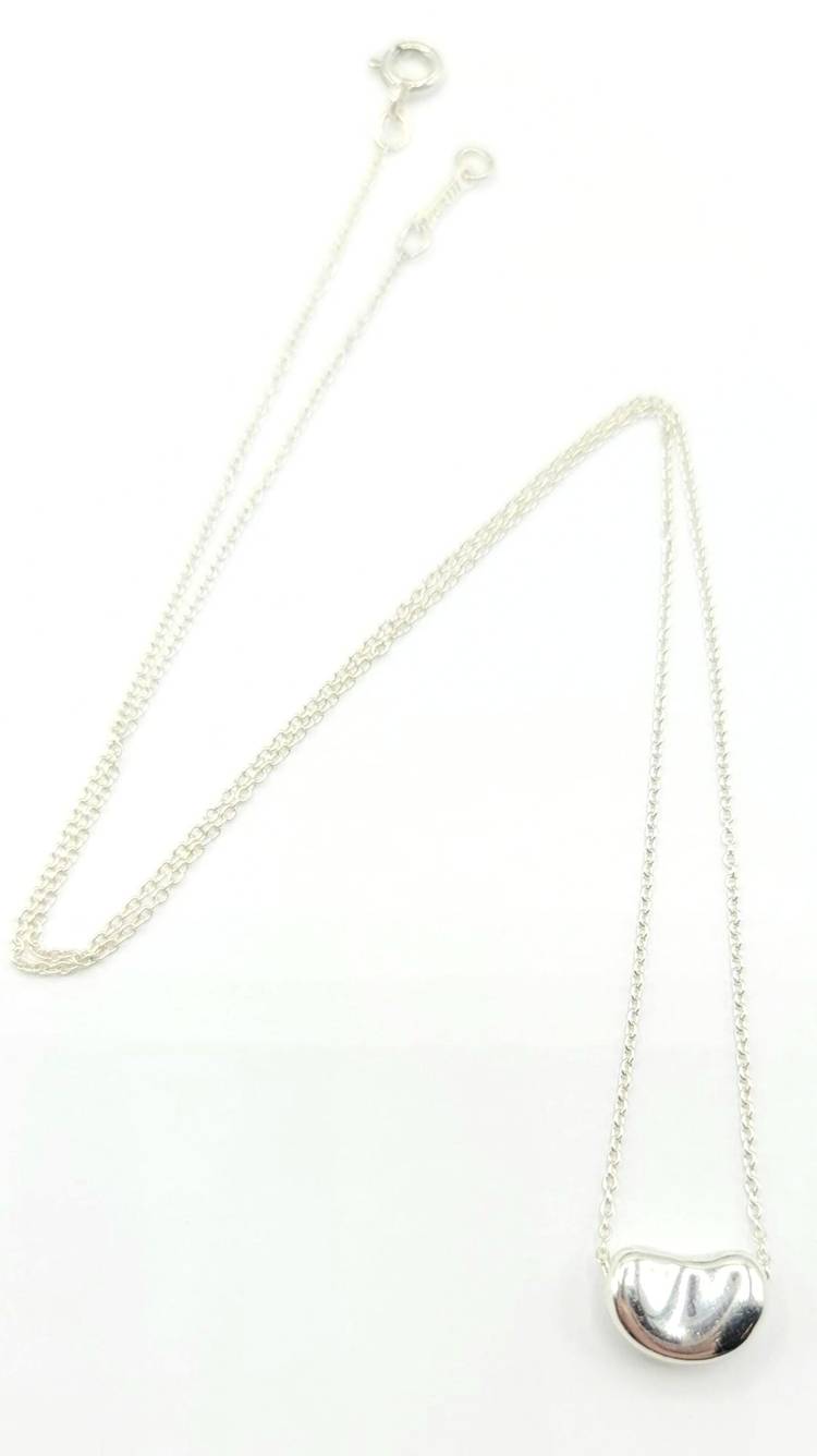 Tiffany Elsa Peretti Sterling Heart Bean Pendant Chain, 18"