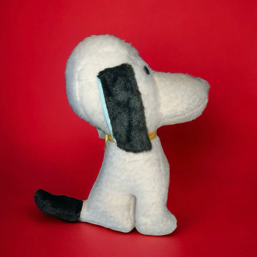 Vintage Snoopy Plush Dog Peanuts 1960s Mohair Stiff Yellow Ribbon Felt ...