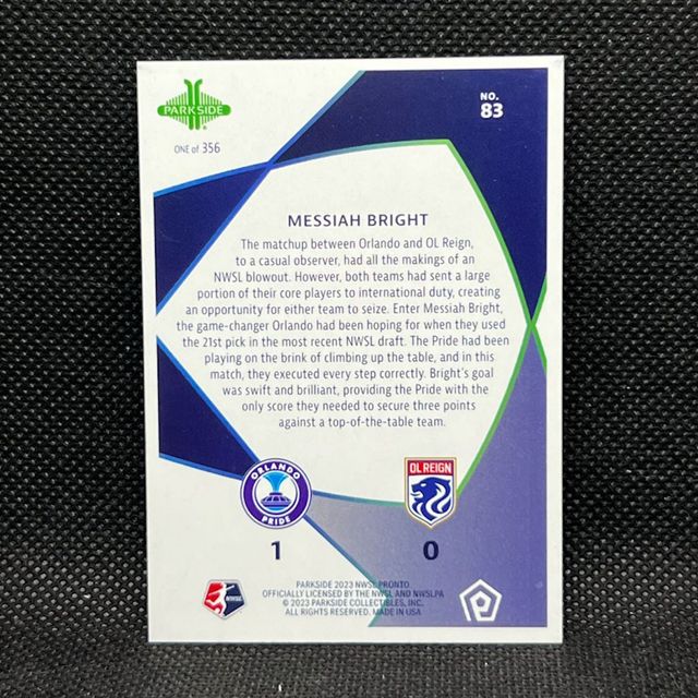 Messiah Bright 2023 Parkside NWSL Pronto #83 Soccer Card
