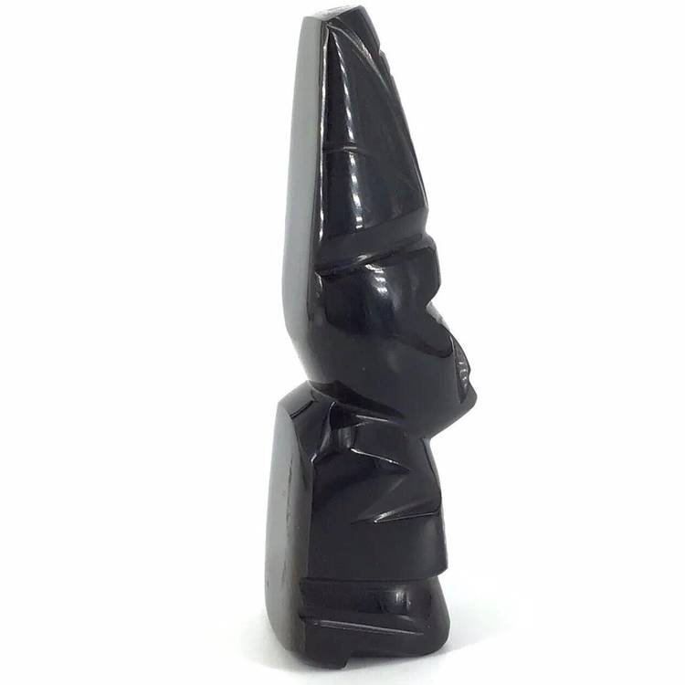 Obsidian Stone Carved Idol Figure Mayan Aztec Incan Golden Sheen ...