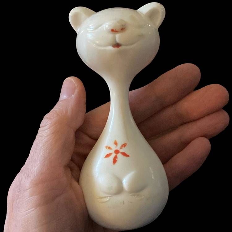 Vintage Kitty Cat Baby Rattle Toy 😻🍼👶