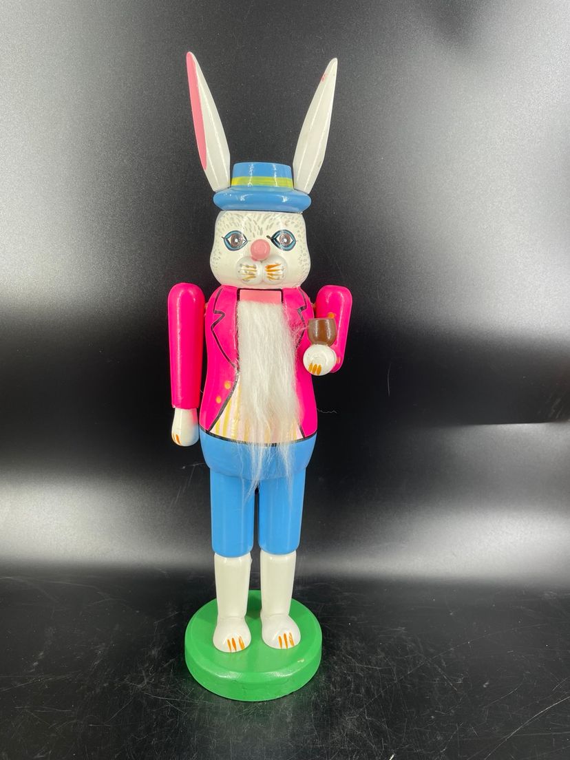 Smoke Piping Easter Bunny Nutcracker Wood